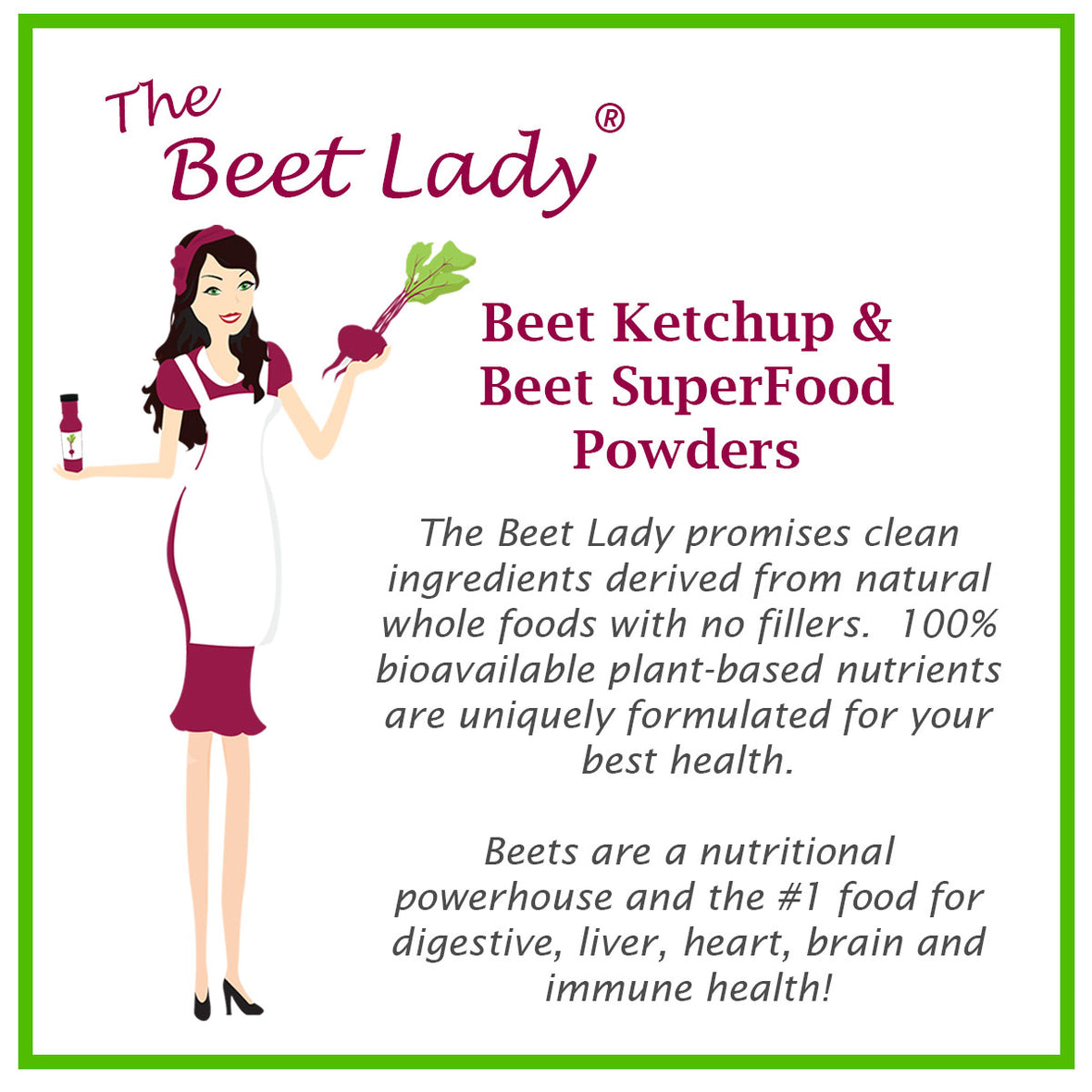 The Beet Lady Beet Food Nutritional Therapy Blends and Beet Ketchup